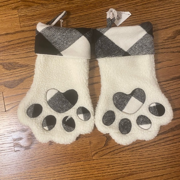 Holiday | Paw Print Stockings Black White Buffalo Plaid Nwot | Poshmark